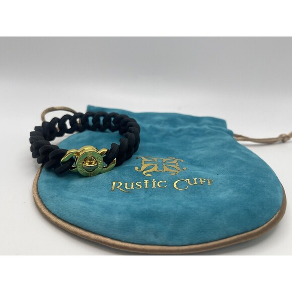 Rustic Cuff | Jewelry | Rustic Cuff Black Rubber Stretch Chain Link ...